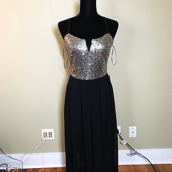 Spense | Dresses | New Gold Sequin Black Prom Dress Womens 8 | Poshmark
